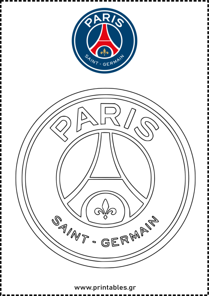 Paris Sent Germain logosu baskıya ve renklendirmeye hazır ...